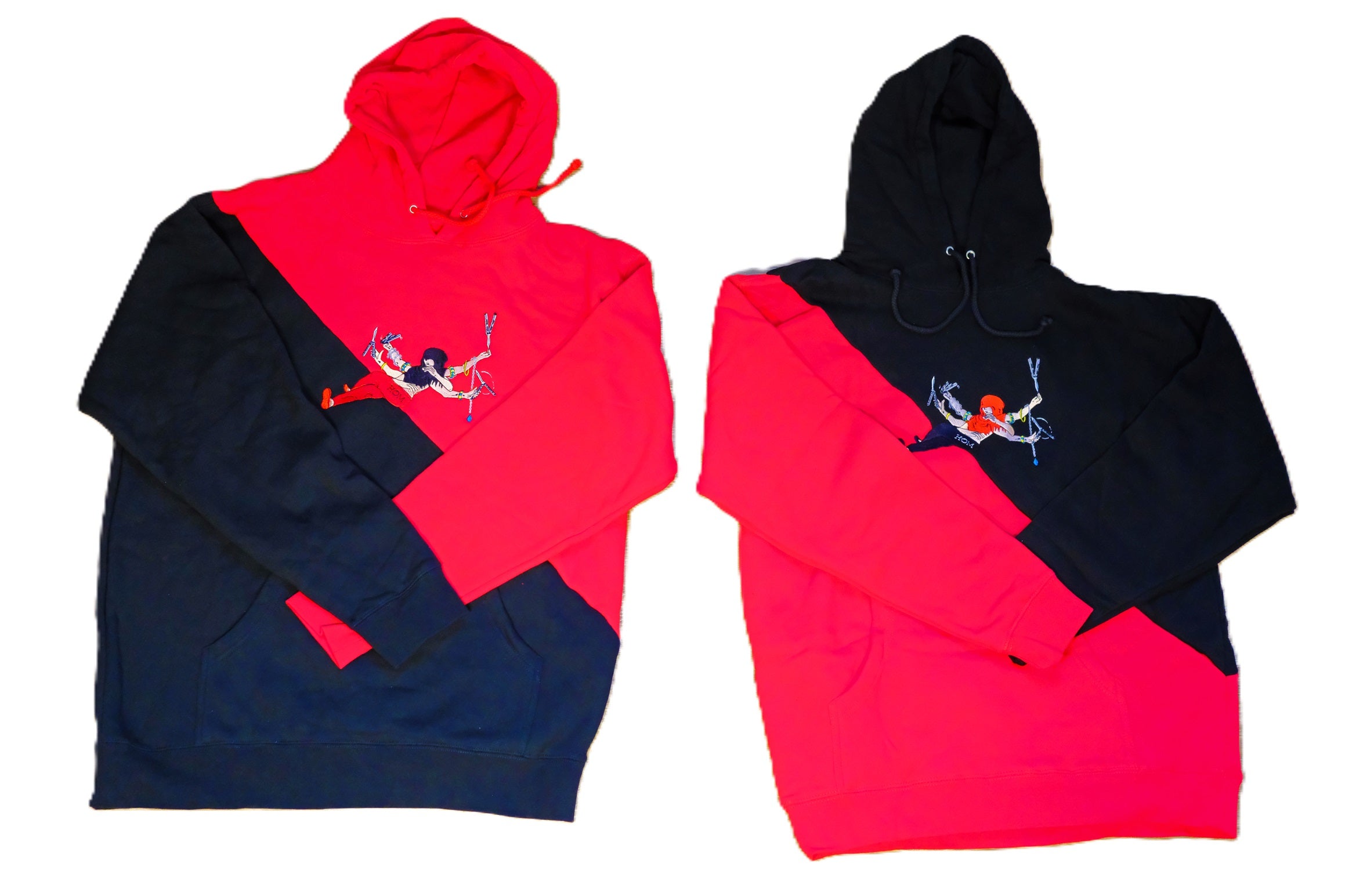 Simplestock x Hom Design – Red/Black Split Color Hoodie – Hom Design LLC