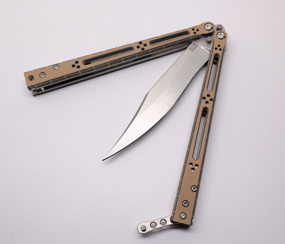 G10 Coyote Brown/Black Basilisk-R Balisong – Hom Design LLC